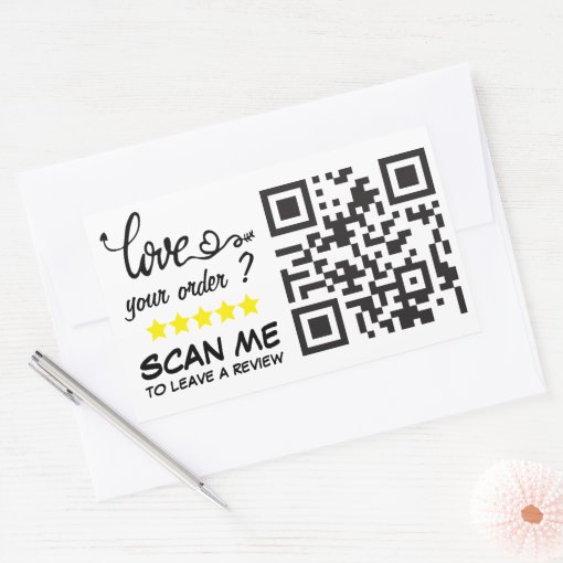 Business 5 Star Review Request With QR Code Rectangular Sticker | Zazzle
