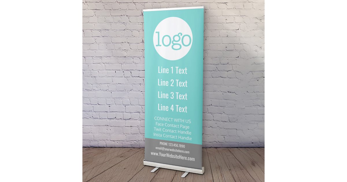 Business Add Your Logo and Contact Handles Retractable Banner | Zazzle