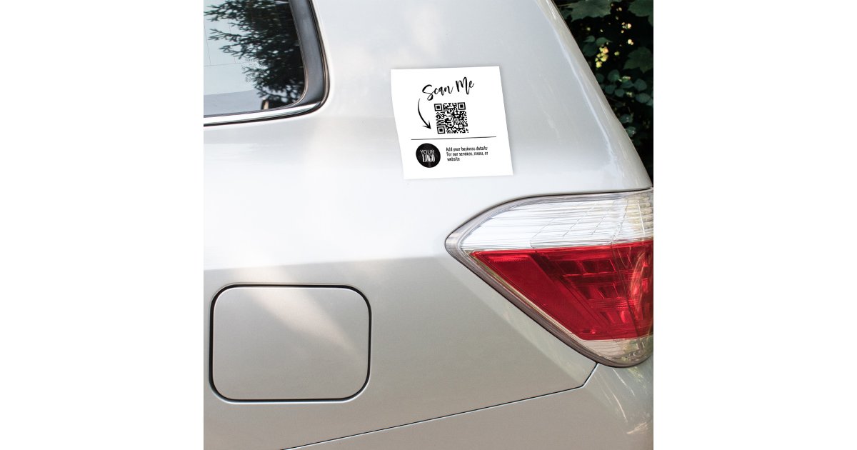 Business Add your Logo Simple QR Code Car Magnet | Zazzle