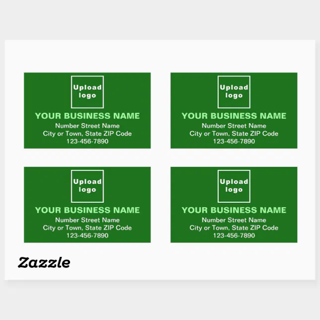 Business Address and Phone Number on Green Rectangular Sticker | Zazzle