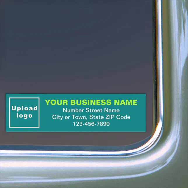 Business Address and Phone Number on Teal Green Bumper Sticker | Zazzle