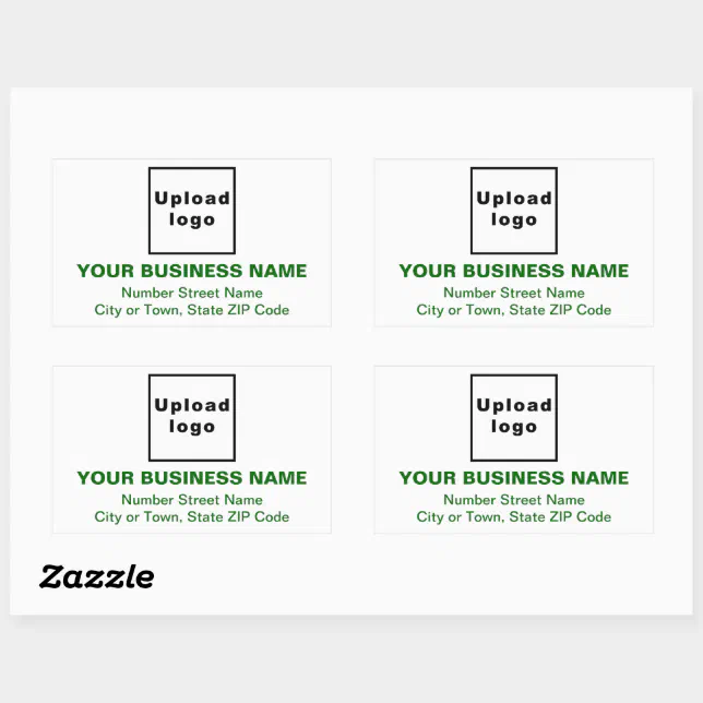 Business Address Green Texts on White Rectangular Sticker | Zazzle