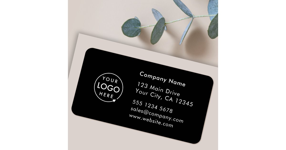 Business Address Label | Logo Company Info Sticker | Zazzle
