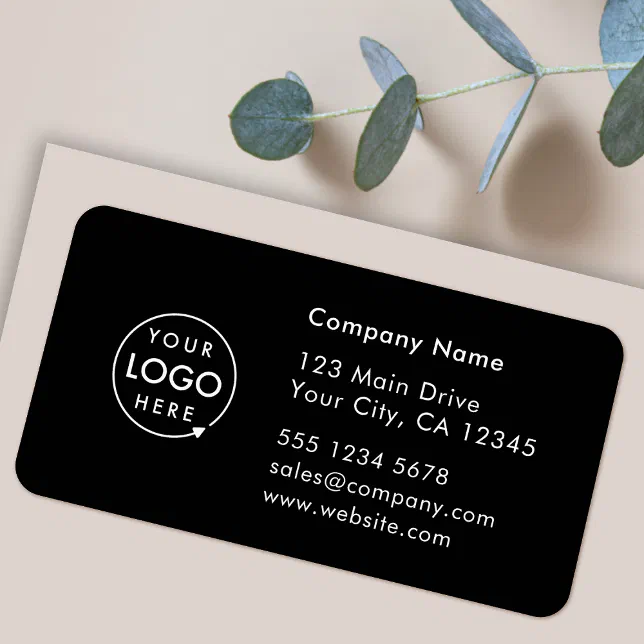 Business Address Label | Logo Company Info Sticker | Zazzle