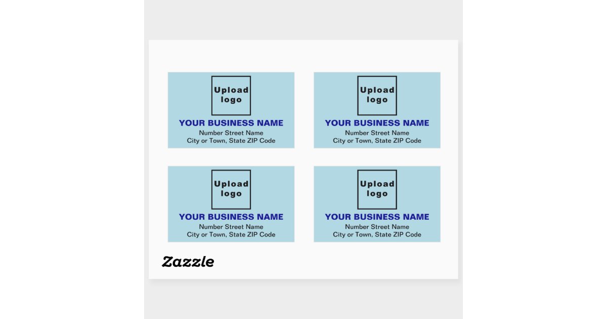 Business Address on Light Blue Rectangle Sticker | Zazzle