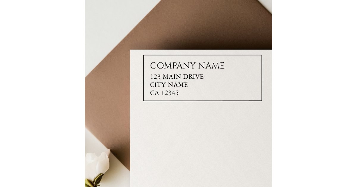 Business Address Professional Corporate Border Rubber Stamp | Zazzle