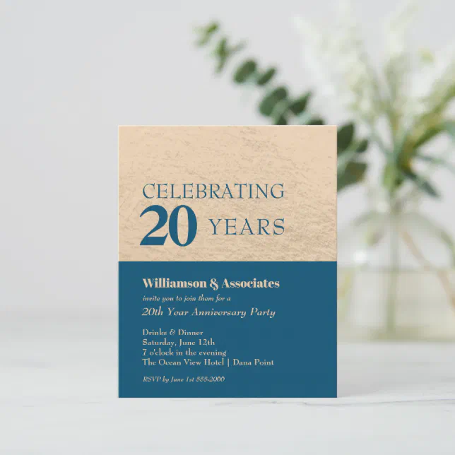 Business Anniversary Blue Invitations | Zazzle