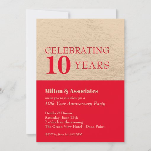 Business Anniversary Celebration Red & Gold Invitation | Zazzle