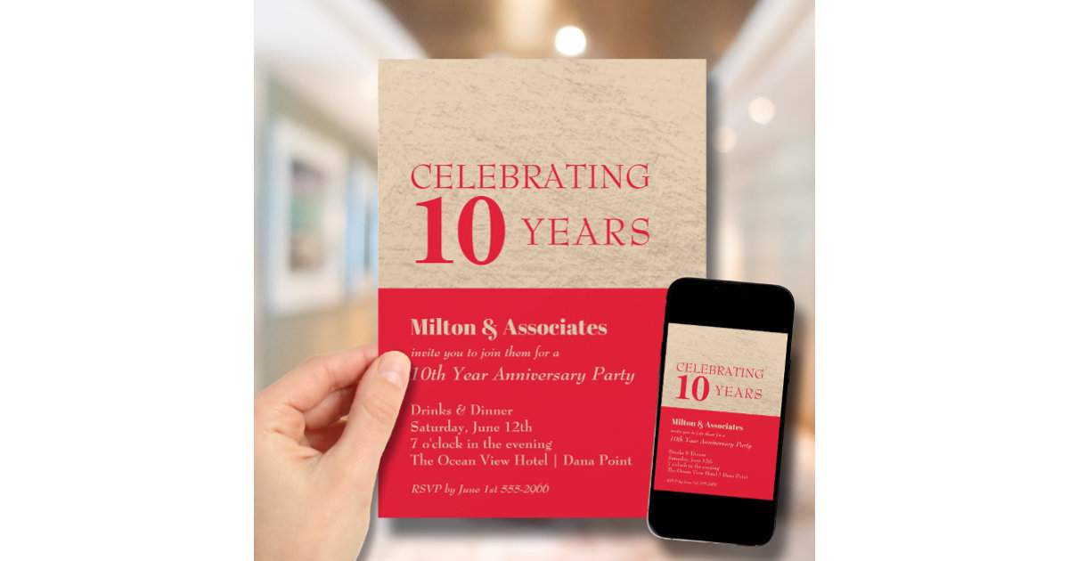Business Anniversary Celebration Red & Gold Invitation | Zazzle
