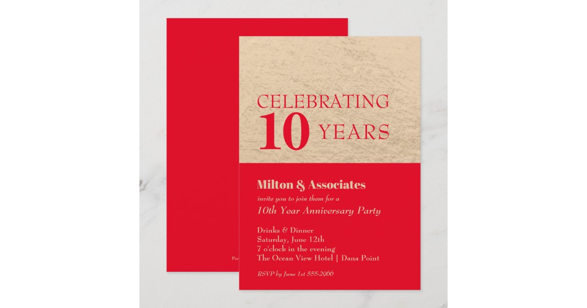 Business Anniversary Celebration Red & Gold Invitation | Zazzle