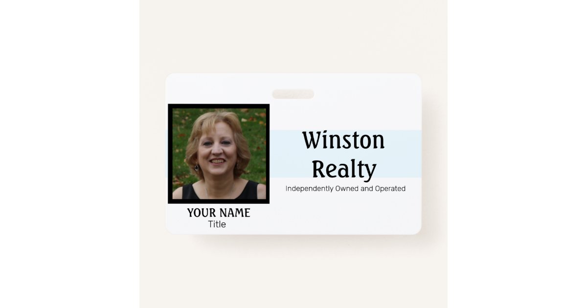 Business Badge TEMPLATE with Photo ID | Zazzle