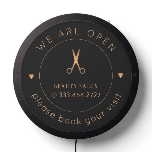 Business beauty hair salon logo promotional LED sign | Zazzle