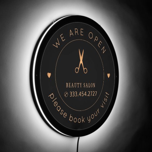 Business beauty hair salon logo promotional LED sign | Zazzle