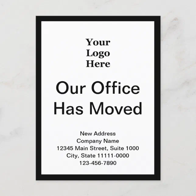 Business Black and White Change of Address Postcard | Zazzle