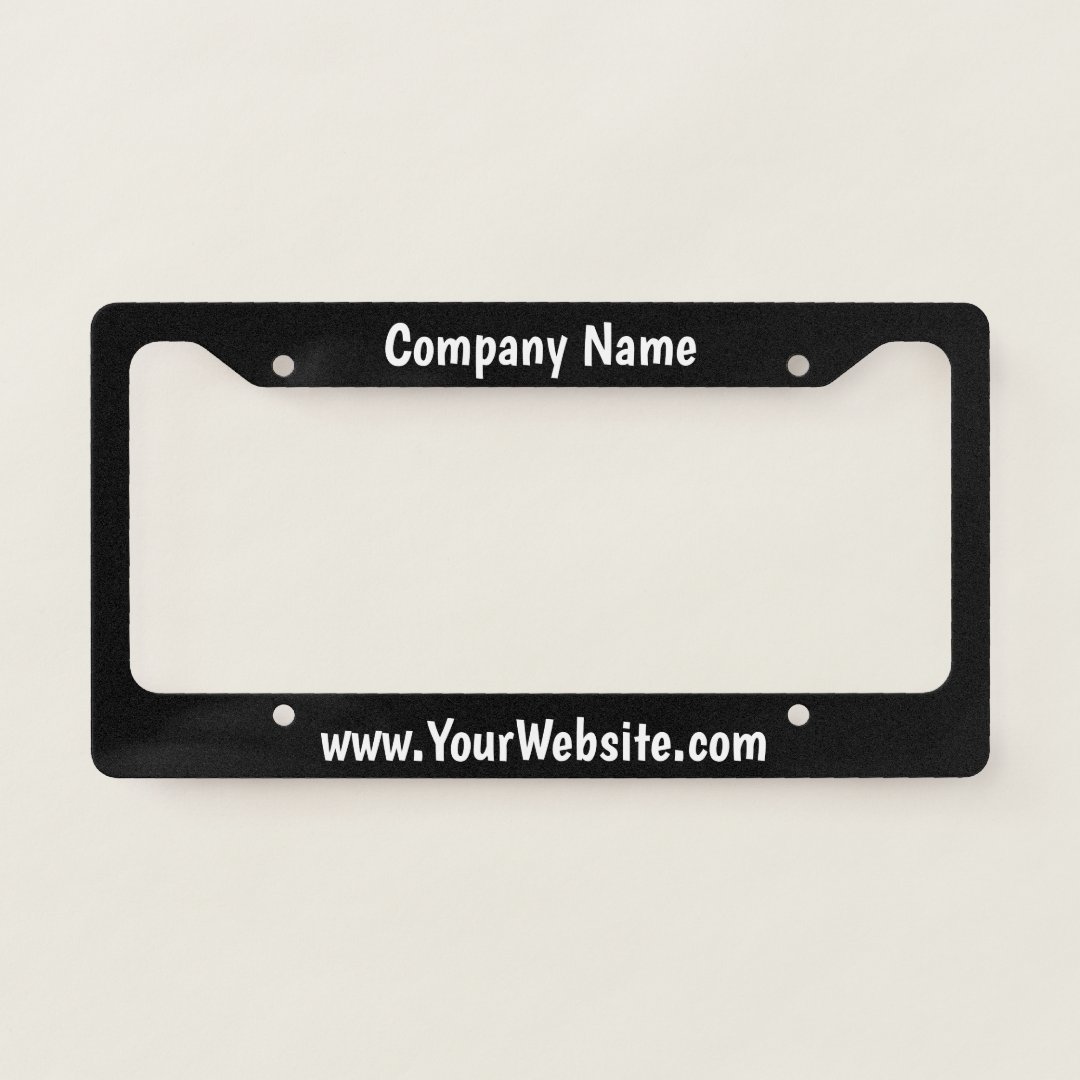 Business Black and White Company Advertising License Plate Frame | Zazzle