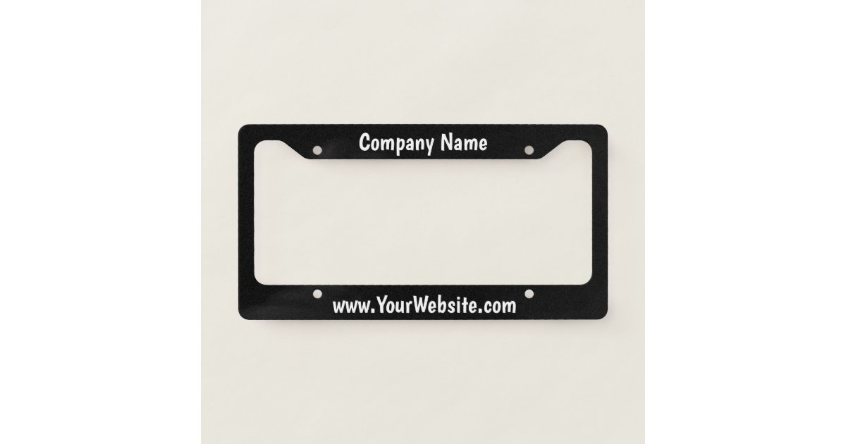 Business Black and White Company Advertising License Plate Frame | Zazzle