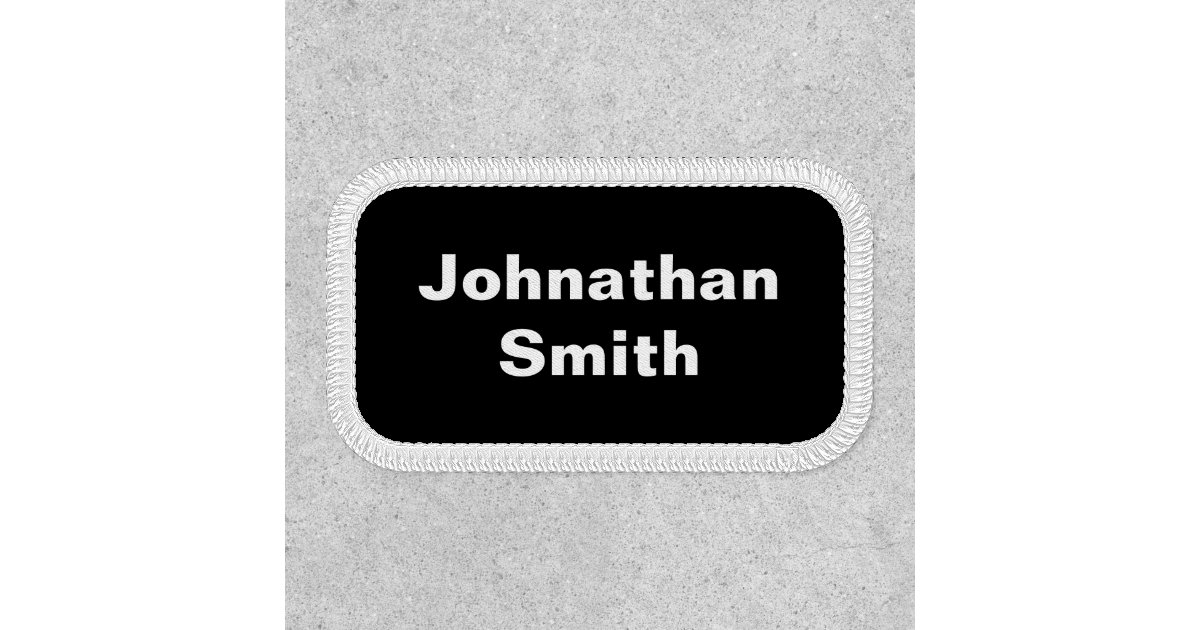 Business Black and White Employee Full Name Patch | Zazzle