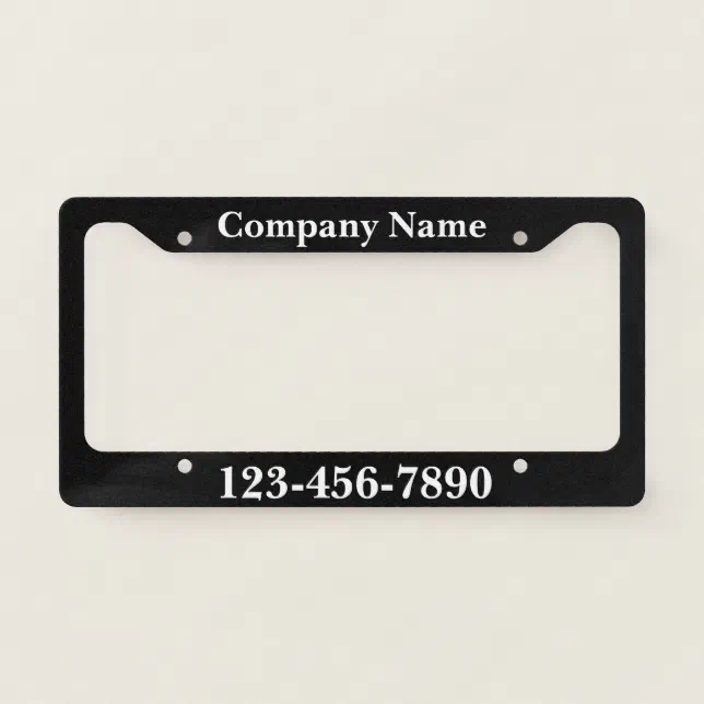 Business Black and White Promotional License Plate Frame | Zazzle