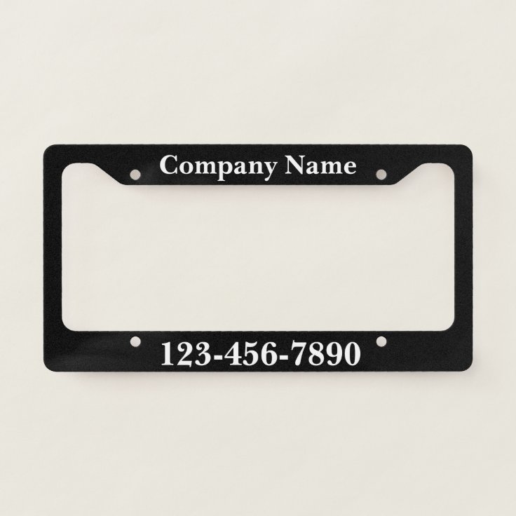 Business Black and White Promotional License Plate Frame | Zazzle