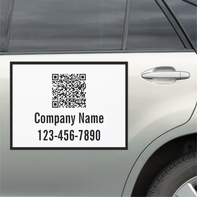 Business Black and White Scan QR Code Car Magnet | Zazzle