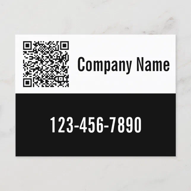Business Black and White Template QR Code Postcard | Zazzle