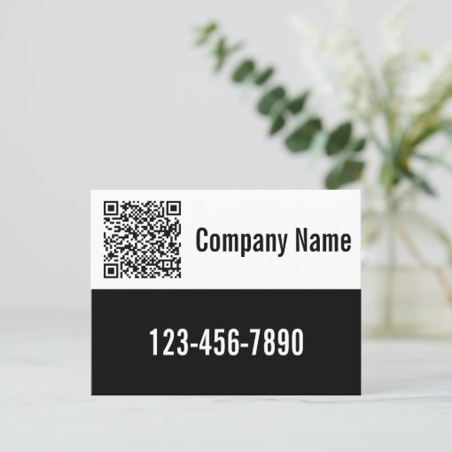 Business Black and White Template QR Code Postcard | Zazzle