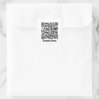 Business Black and White Text QR Code Template Square Sticker | Zazzle