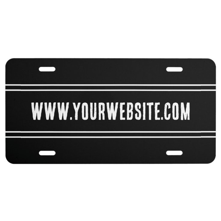 Business Black and White Website Text Template License Plate | Zazzle