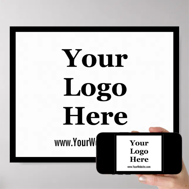Business Black and White Your Logo & Text Template Poster | Zazzle