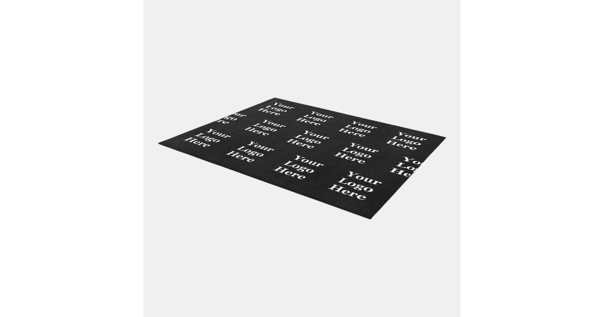 Business Black Branded Your Logo Pattern Template Rug | Zazzle