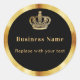 Business black gold royal crown classic round sticker | Zazzle