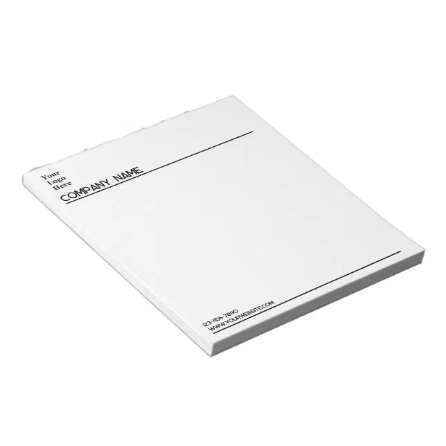 Business Black White Company Name Text Phone Logo Notepad | Zazzle