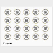 Business Black White Gold QR Code Text Template Classic Round Sticker ...