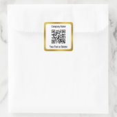 Business Black White Gold Your QR Code and Text Square Sticker | Zazzle