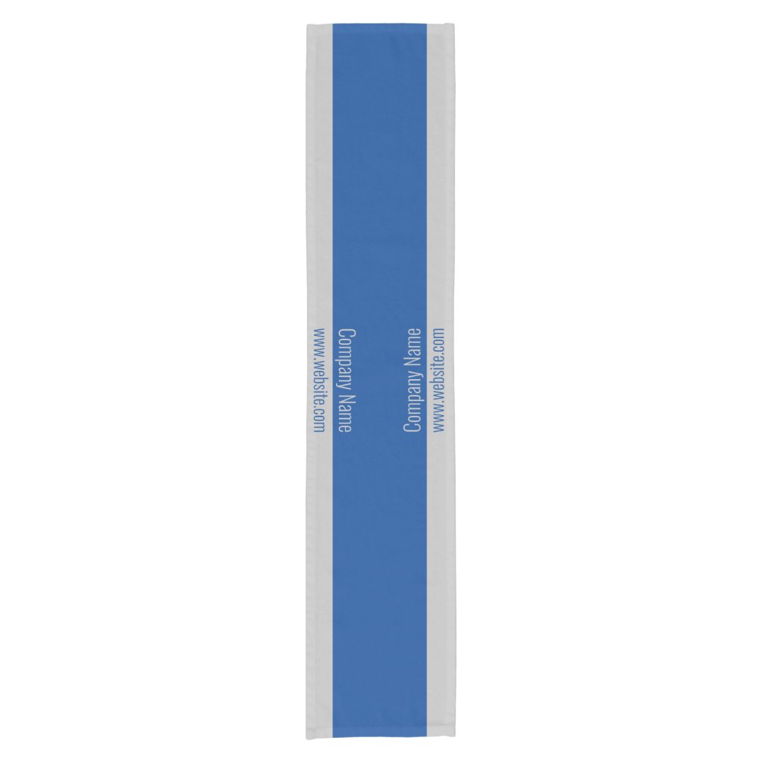 Business Blue and Gray Text Template Short Table Runner | Zazzle