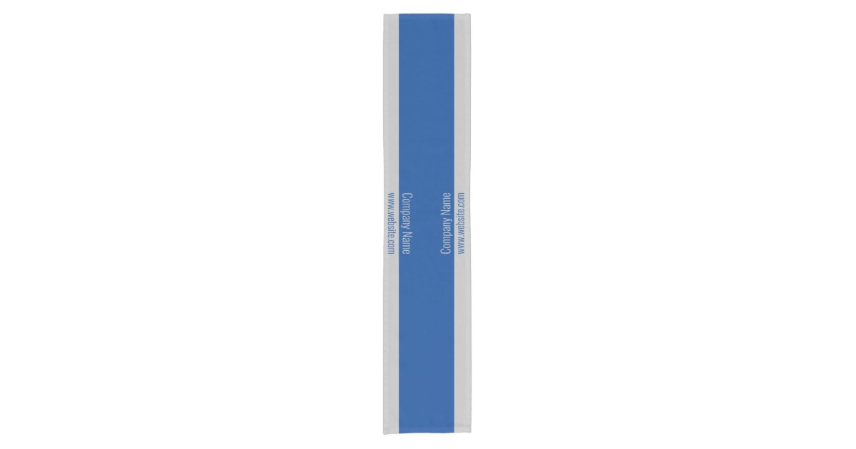 Business Blue and Gray Text Template Short Table Runner | Zazzle