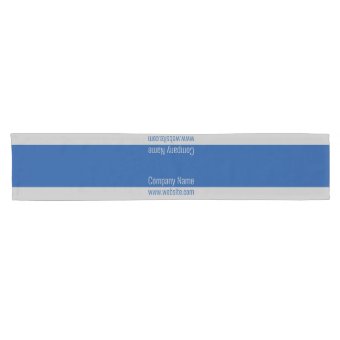 Business Blue and Gray Text Template Short Table Runner | Zazzle
