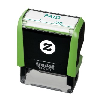 Business Bookkeeping Blue Ink PAID with Date Self-inking Stamp | Zazzle