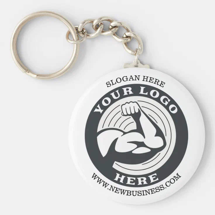 Business Brand Logo with Website Address Keychain | Zazzle