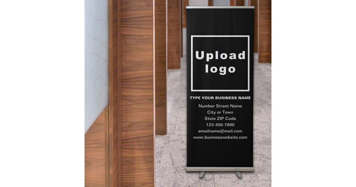 Business Brand on Black Retractable Banner | Zazzle