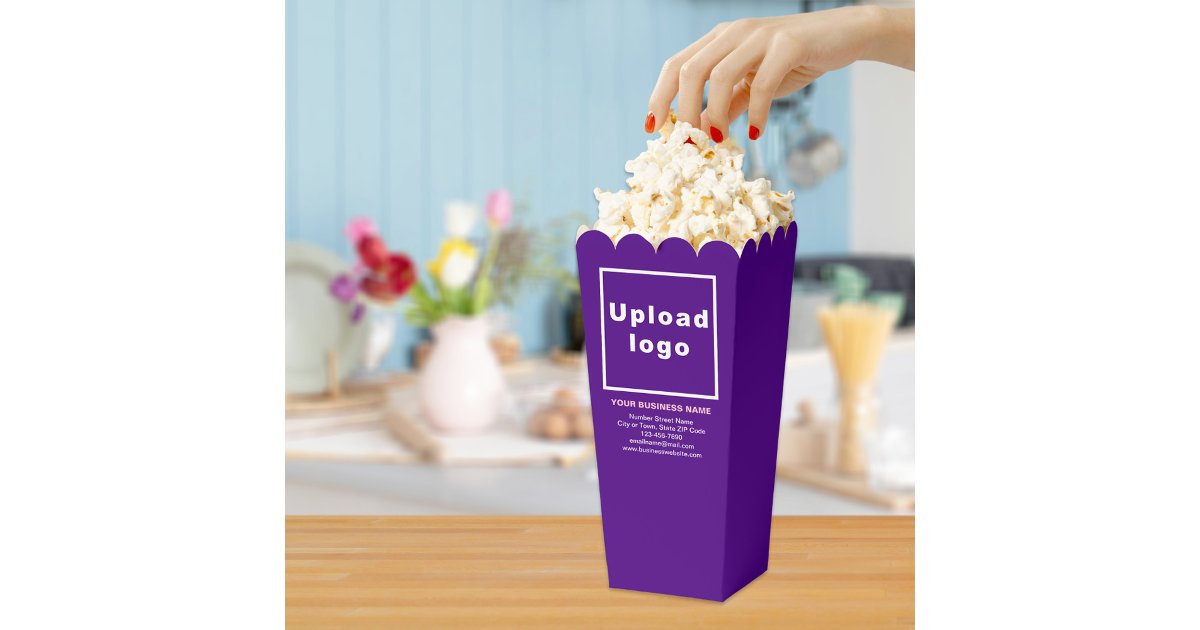 Business Brand on Purple Popcorn Box | Zazzle