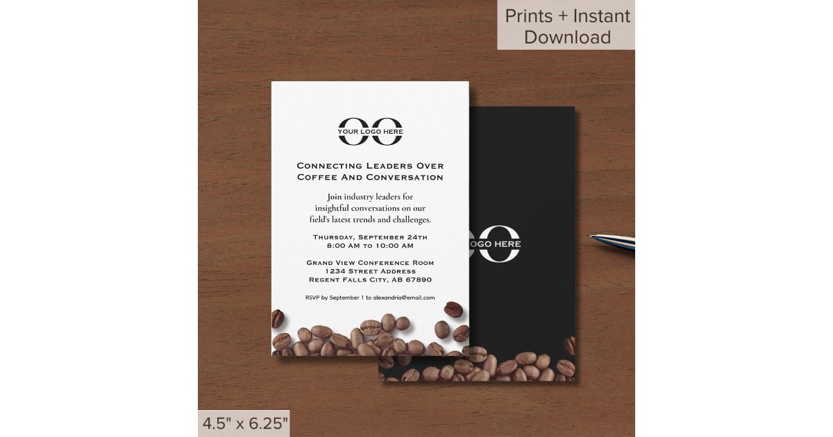 Business Breakfast Invitation with Logo | Zazzle