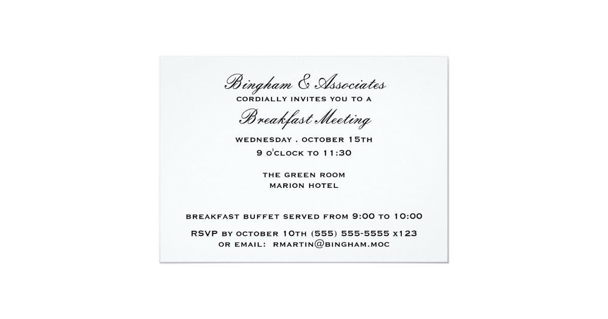 Business Breakfast Invitation Wording Samples
