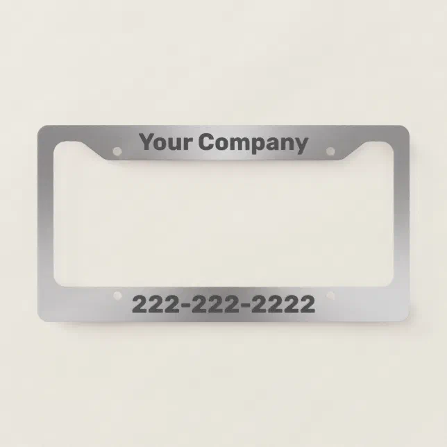 Business Brushed Metal Look Company Ad License Plate Frame | Zazzle