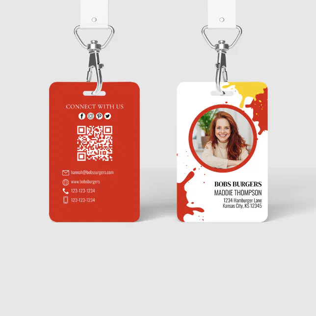 Business Burgers QR Code Photo Template Badge | Zazzle