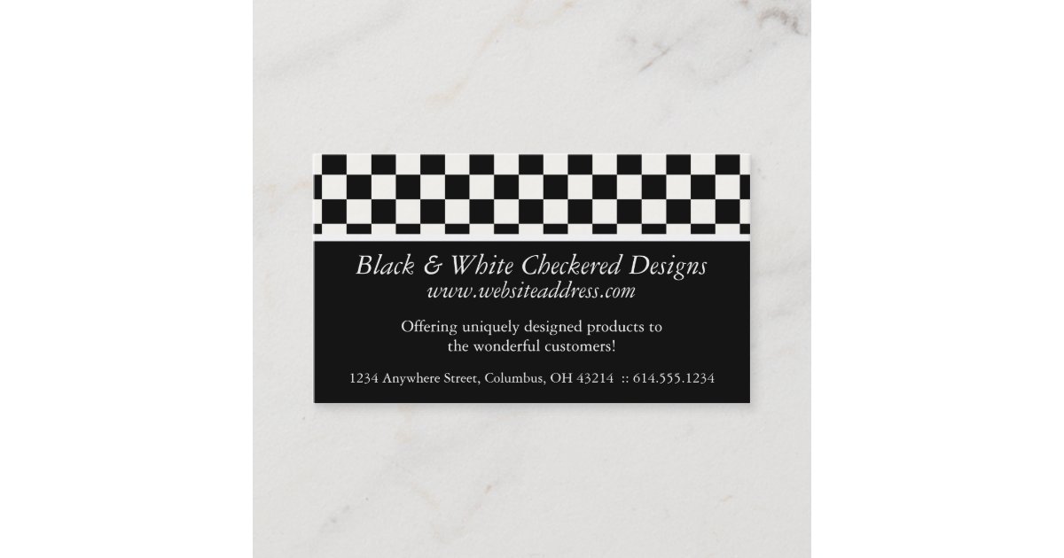Business Card :: Black & White Checkered Design | Zazzle