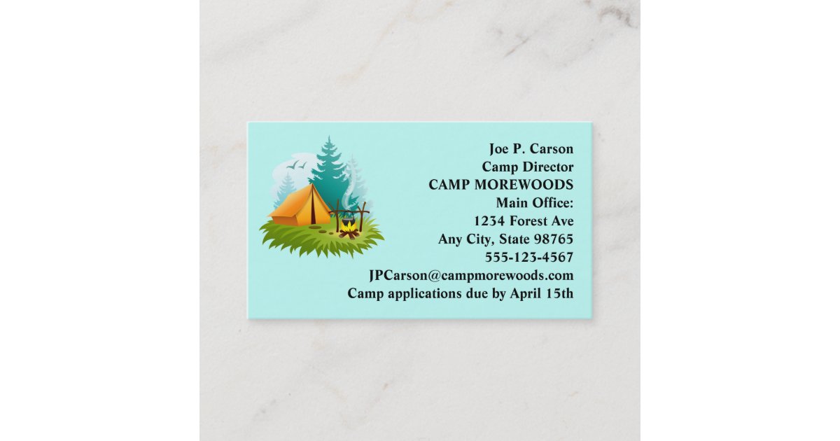 Business Card: Camp Camping Camper Business Card | Zazzle
