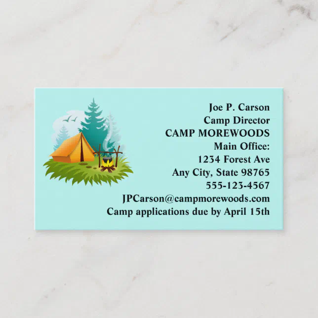 Business Card: Camp Camping Camper Business Card | Zazzle