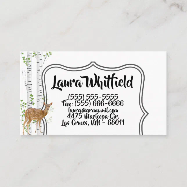 Business Card Deer Doe Buck Forest Woodland Huntin | Zazzle