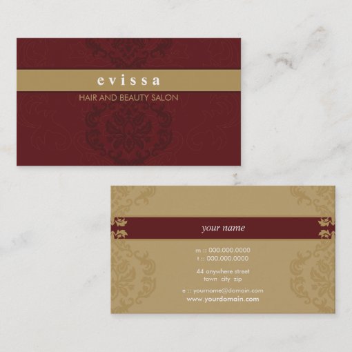 BUSINESS CARD elegant finesse gold maroon | Zazzle